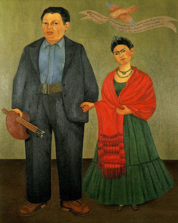 Frida Kahlo - Frida And Diego Rivera - 24 Inch Large Canvas Print - Buy