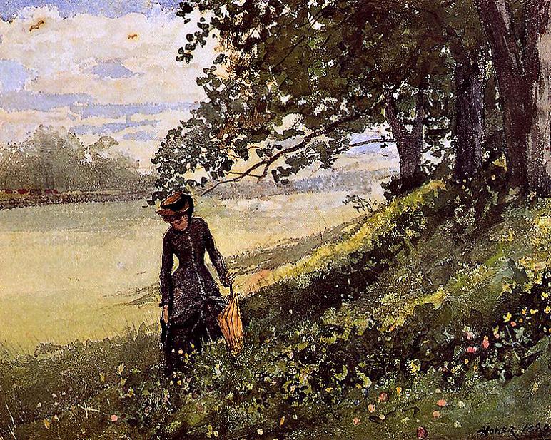 Winslow Homer - Young Woman With A Parasol // 24 Inch Large Canvas ...