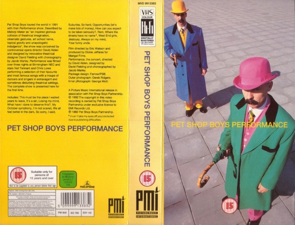 Pet Shop Boys - Performance VHS PAL Video (UK) (1992) For Sale